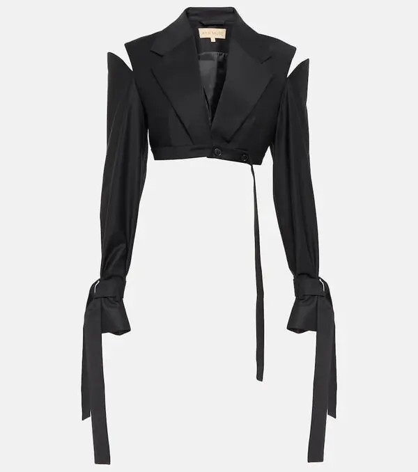 AYA MUSE Xylo Cutout Cropped Wool-blend Blazer