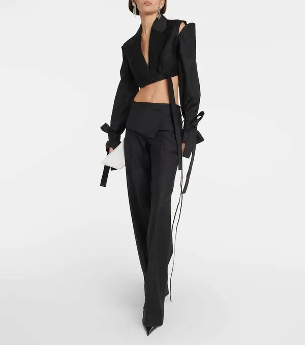 AYA MUSE Xylo Cutout Cropped Wool-blend Blazer