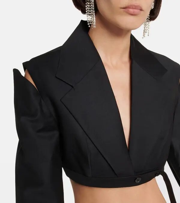 AYA MUSE Xylo Cutout Cropped Wool-blend Blazer