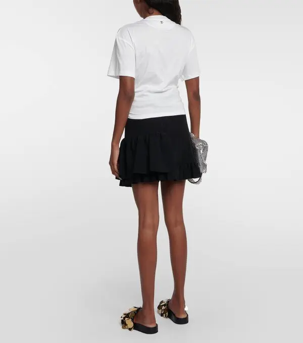 Rabanne Embellished Cotton Jersey Crop Top - White
