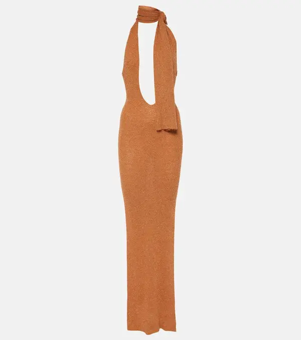AYA MUSE Eyre Scarf-detail Maxi Dress - Brown