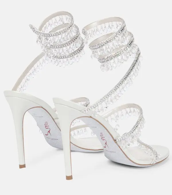 Rene Caovilla Chandelier Embellished Leather Sandals - Silver