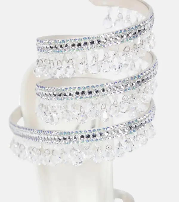 Rene Caovilla Chandelier Embellished Leather Sandals - Silver