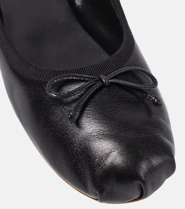 Miu Miu Logo Leather Ballet Flats - Black
