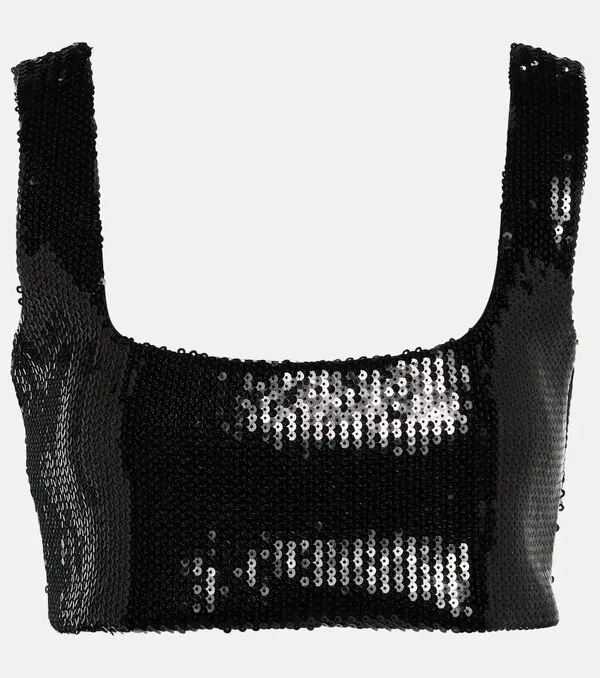 Galvan Beating Heart Sequin Top - Black