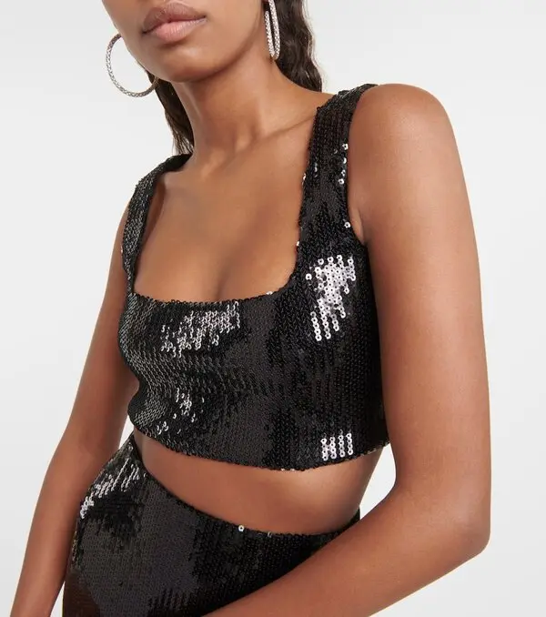 Galvan Beating Heart Sequin Top - Black