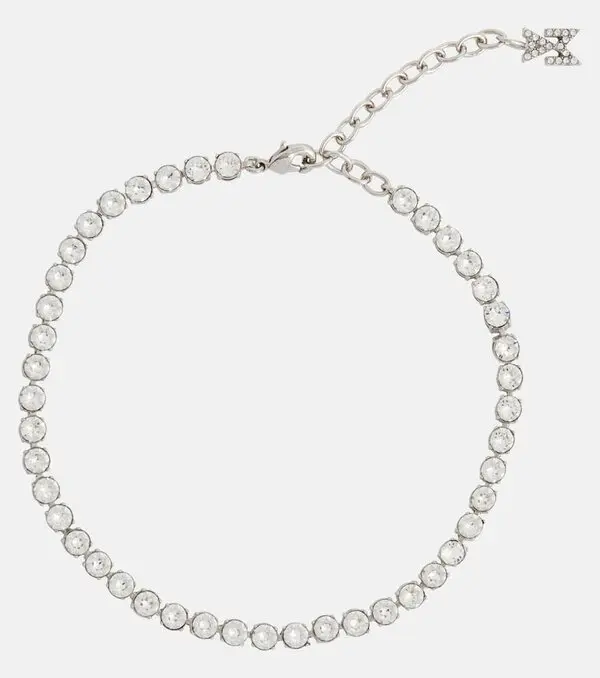 Amina Muaddi Tennis Crystal Anklet - Silver