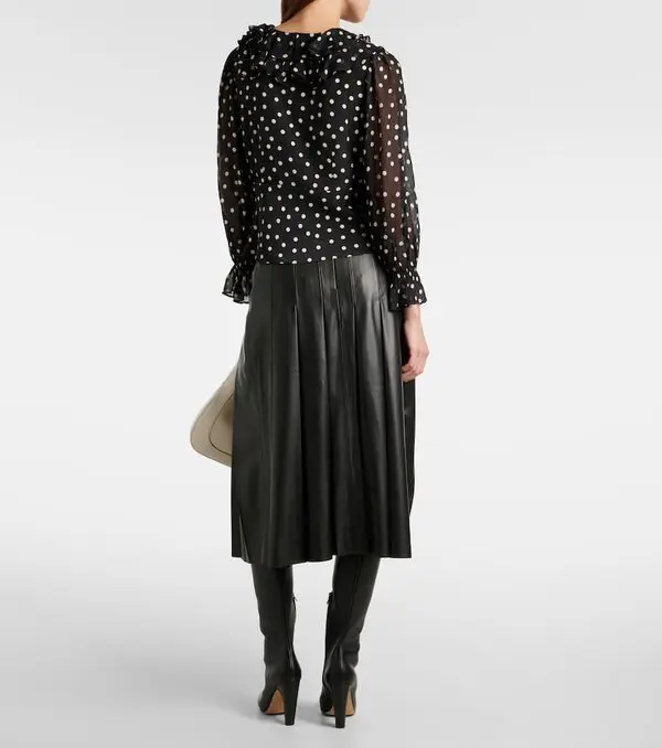Rixo Lasca Ruffled Silk Blouse - Black