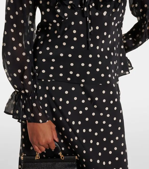 Rixo Lasca Ruffled Silk Blouse - Black