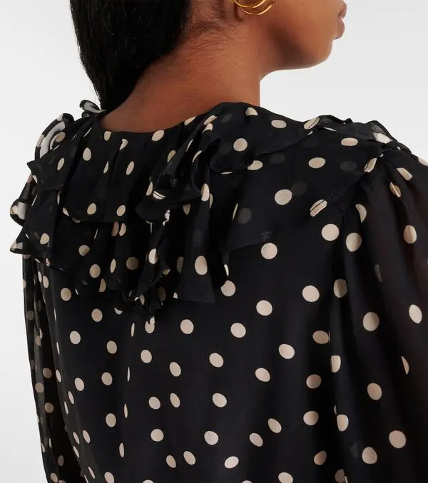Rixo Lasca Ruffled Silk Blouse - Black