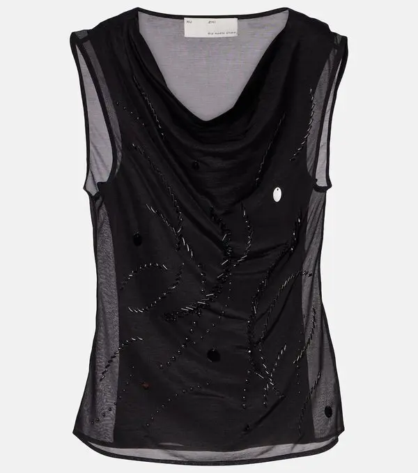 XU ZHI Beaded Mesh Top