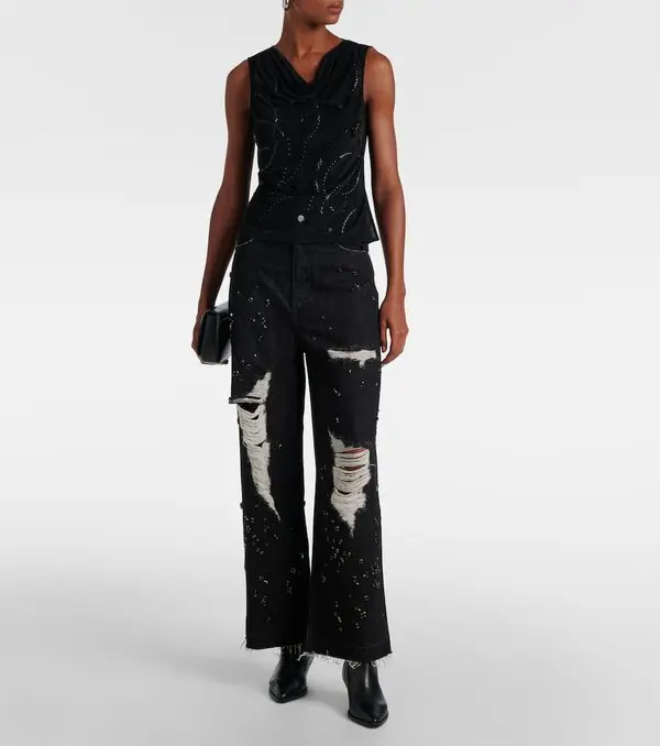 XU ZHI Beaded Mesh Top