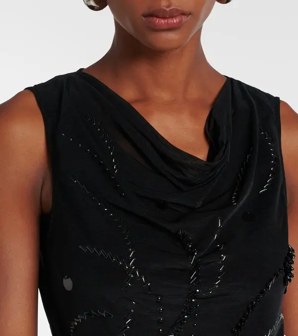 XU ZHI Beaded Mesh Top