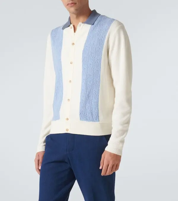 King & Tuckfield Paneled Wool Cardigan