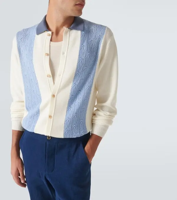 King & Tuckfield Paneled Wool Cardigan