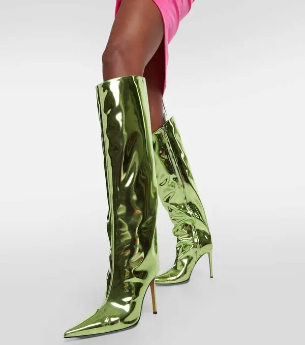 Alexandre Vauthier Mirrored Leather Knee-high Boots - Green