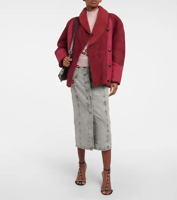 MARANT ETOILE Abeni Shearling-lined Suede Jacket