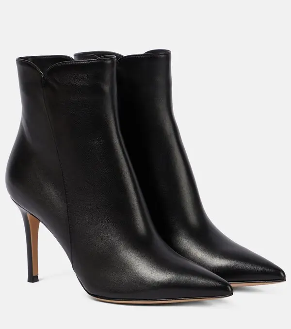 GIANVITO ROSSI Levy 85 Leather Ankle Boots - Black