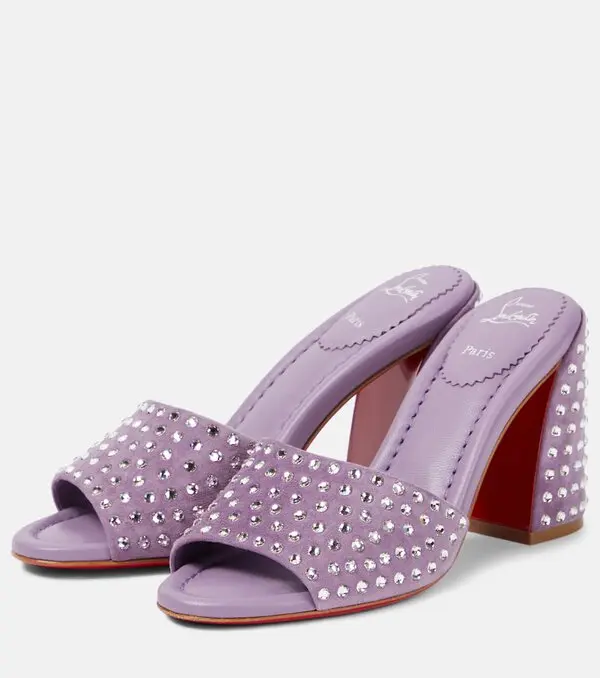 CHRISTIAN LOUBOUTIN Jane Embellished Suede Mules