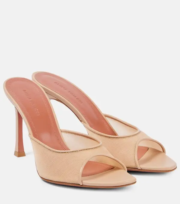 Amina Muaddi Alexa 95 Mules - Beige