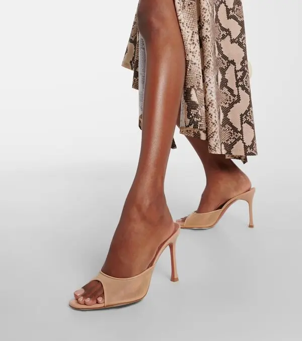 Amina Muaddi Alexa 95 Mules - Beige