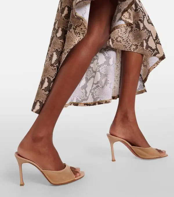 Amina Muaddi Alexa 95 Mules - Beige