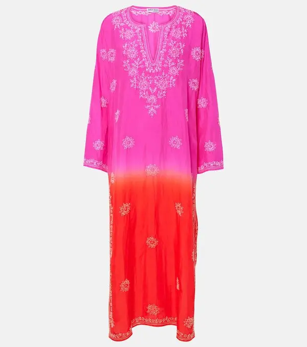 JULIET DUNN Embroidered Ombre Silk Kaftan