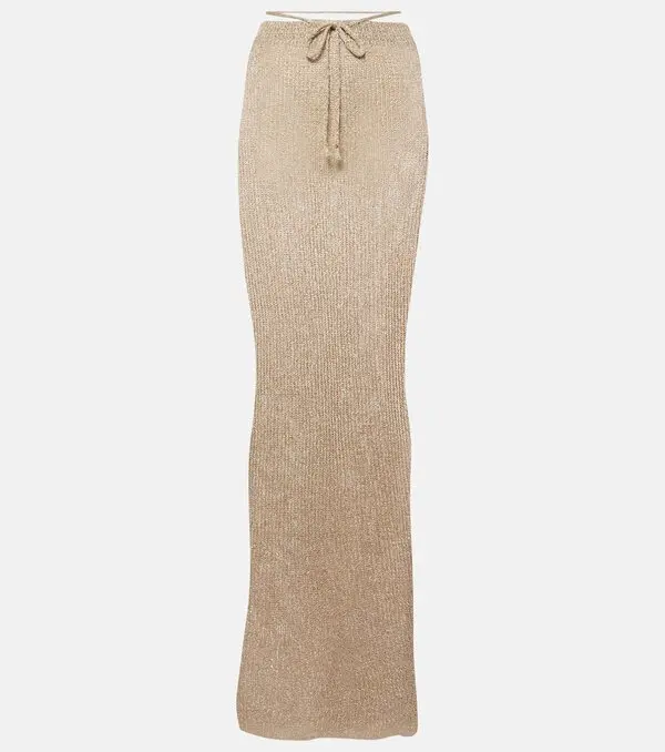 BANANHOT Alma Crochet Maxi Skirt - Gold