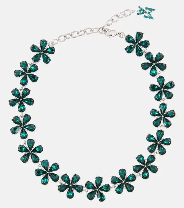 Amina Muaddi Crystal Anklet - Green