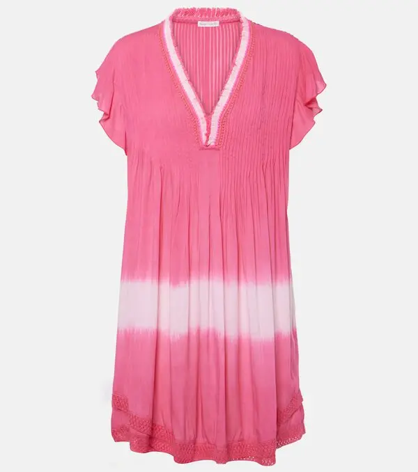 Poupette St Barth Sasha Ruffled Pleated Minidress - Pink