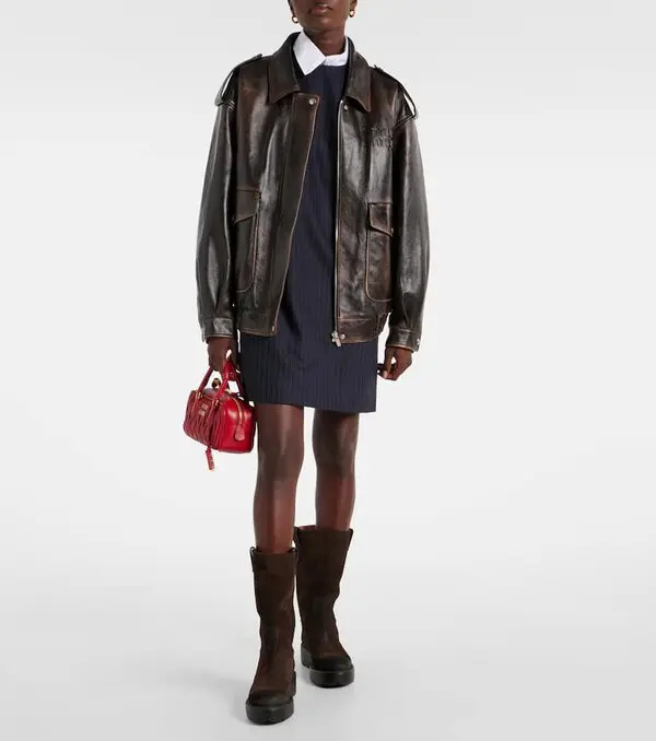 Miu Miu Logo Suede Ankle Boots