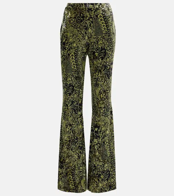 Diane Von Furstenberg Ruthette Printed Velvet Flared Trousers