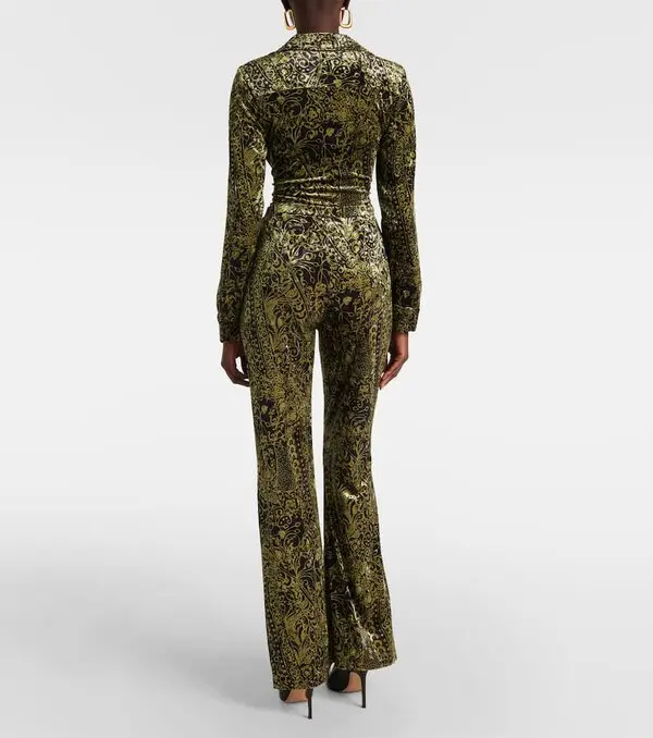 Diane Von Furstenberg Ruthette Printed Velvet Flared Trousers