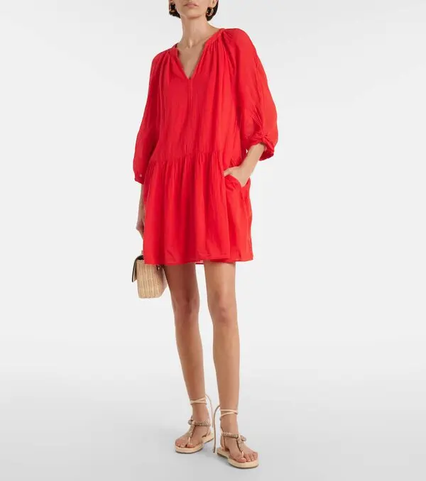 Velvet By Graham & Spencer Sloan Cotton Minidress - Red