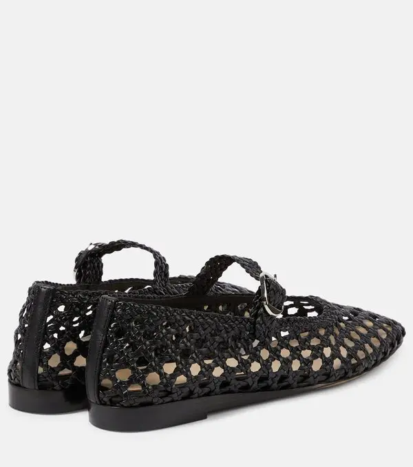 Le Monde Beryl Woven Leather Mary Jane Flats - Black