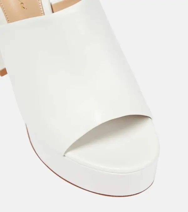 GIANVITO ROSSI Holly Leather Platform Mules - White