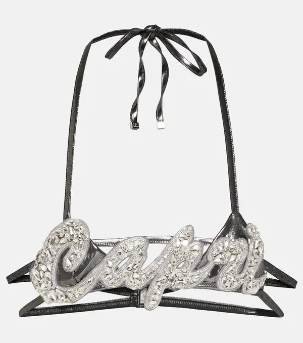 Dolce & Gabbana Capri Crystal-embellished Bra Top - Silver