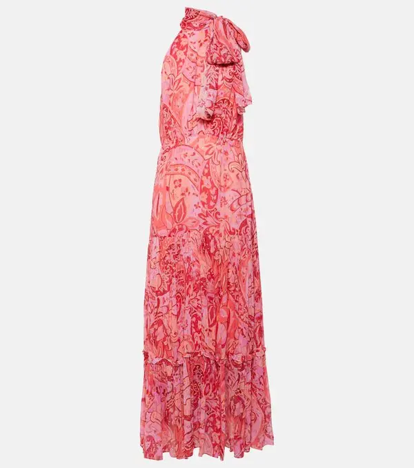 Rixo Neena Silk Chiffon Lamé Gown - Pink