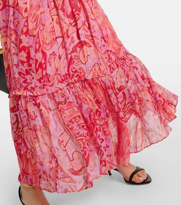 Rixo Neena Silk Chiffon Lamé Gown