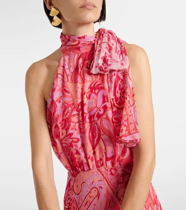 Rixo Neena Silk Chiffon Lamé Gown