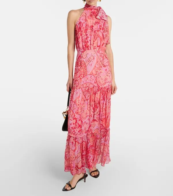 Rixo Neena Silk Chiffon Lamé Gown