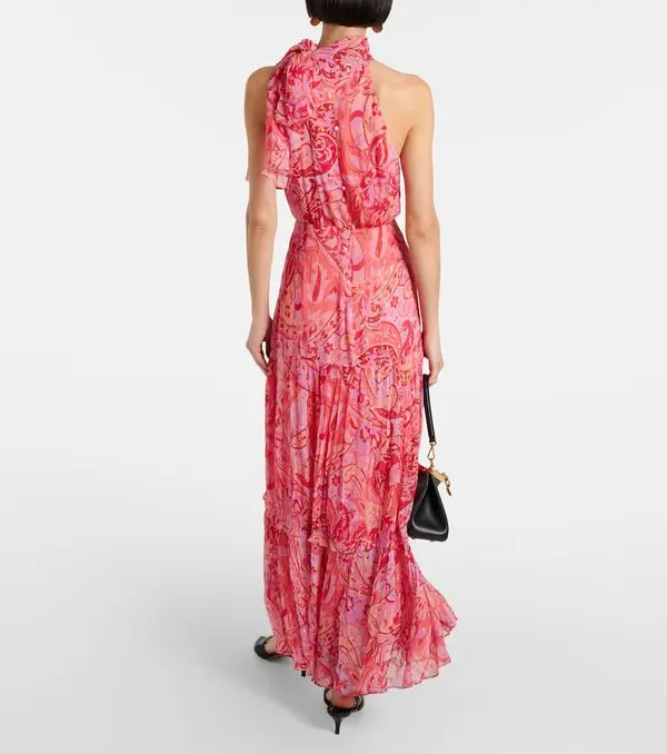 Rixo Neena Silk Chiffon Lamé Gown