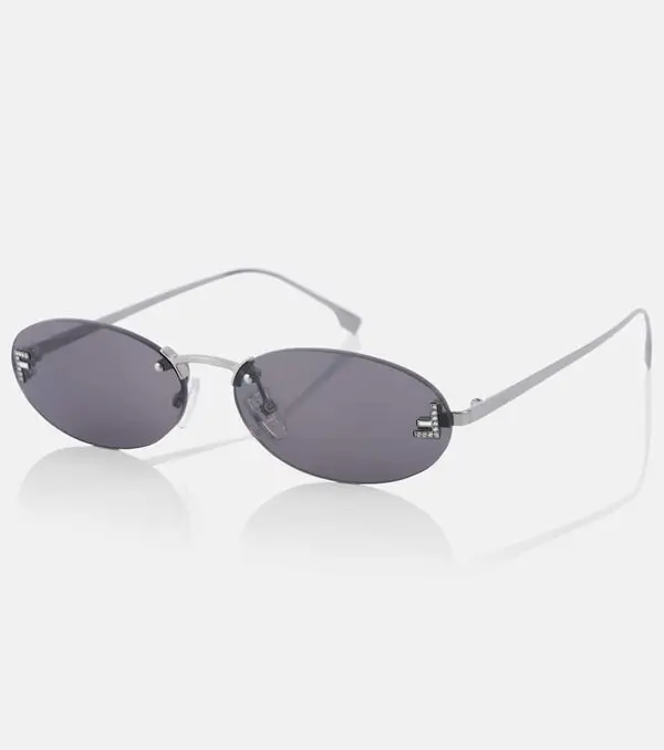 Fendi First Crystal Oval Sunglasses - Black