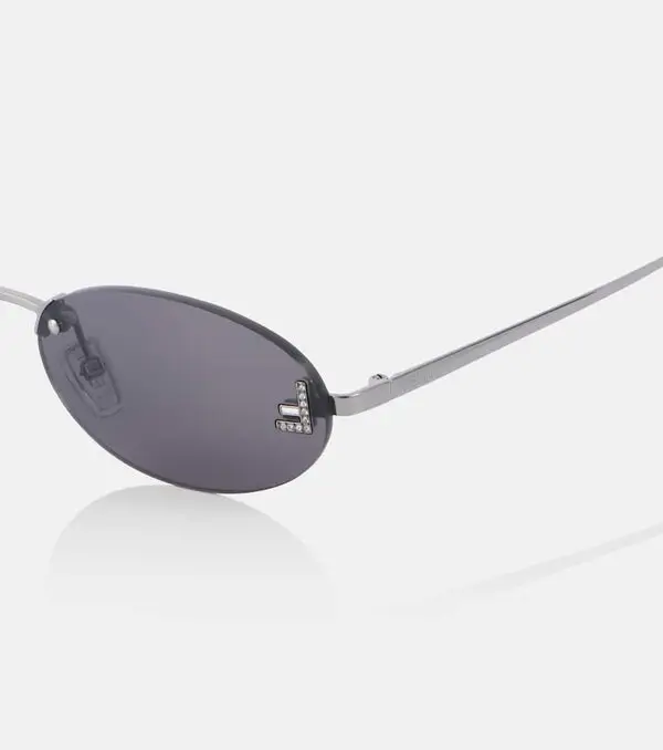Fendi First Crystal Oval Sunglasses - Black