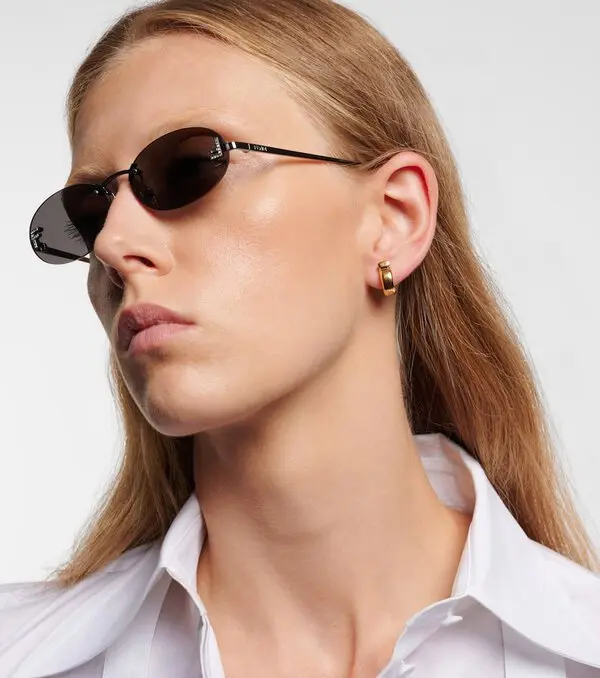 Fendi First Crystal Oval Sunglasses - Black