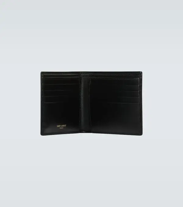 Saint Laurent Tiny Cassandre East/west Leather Wallet - Black