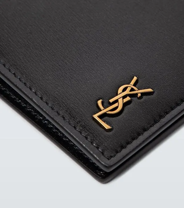 Saint Laurent Tiny Cassandre East/west Leather Wallet - Black