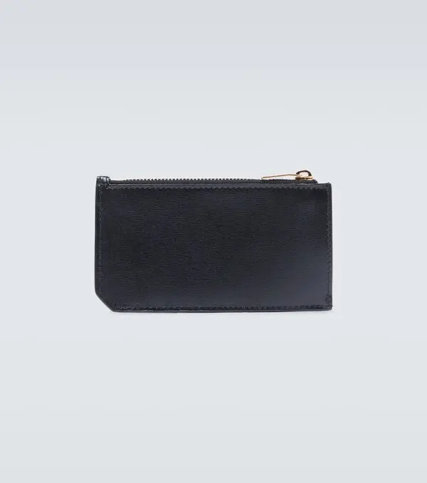 Saint Laurent Tiny Cassandre Fragments Leather Card Holder