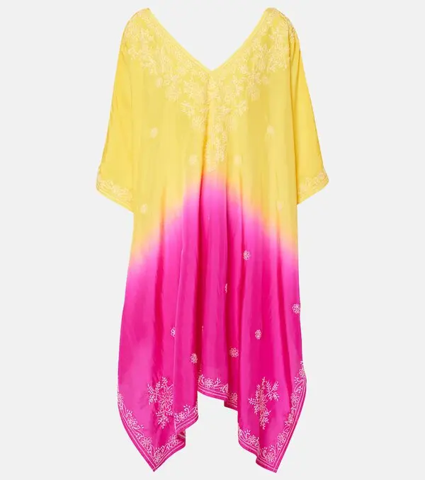 JULIET DUNN Embroidered Ombre Silk Kaftan - Multicoloured