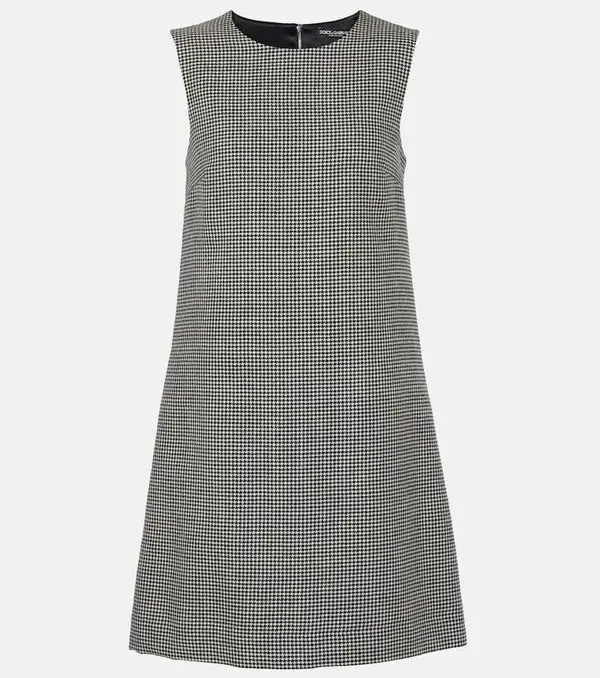 Dolce & Gabbana Houndstooth Wool Minidress - Black